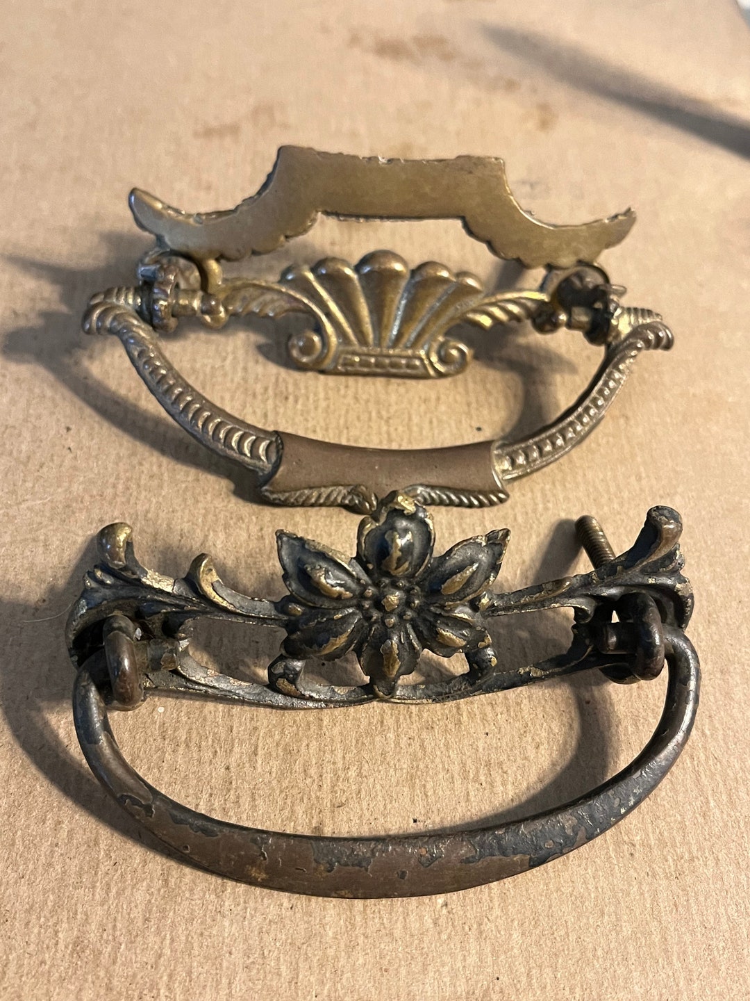 Antique Vintage Lot of 2 Brass Victorian Furniture Drawer Pull Parts - Etsy