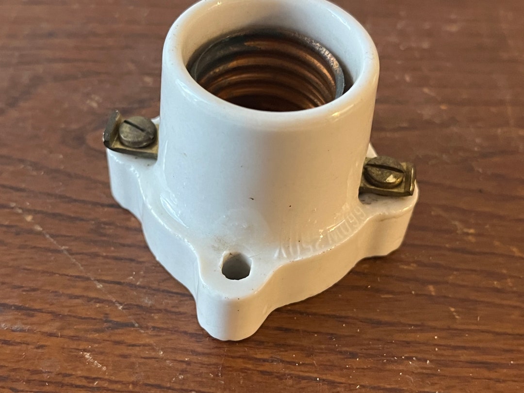 Antique Vintage Porcelain Flush Mount Medium Base Pony Cleat Light ...