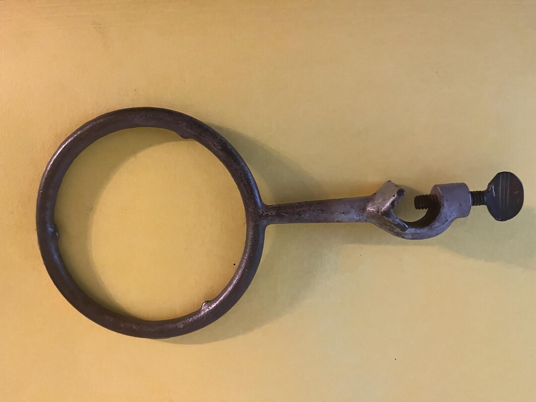 Antique Vintage Cast Iron Scientific Glass Beaker Pipe Bracket Clamp ...