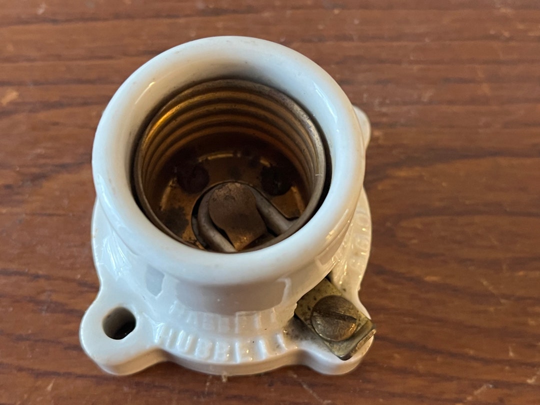 Antique Vintage Porcelain Flush Mount Medium Base Pony Cleat Light ...