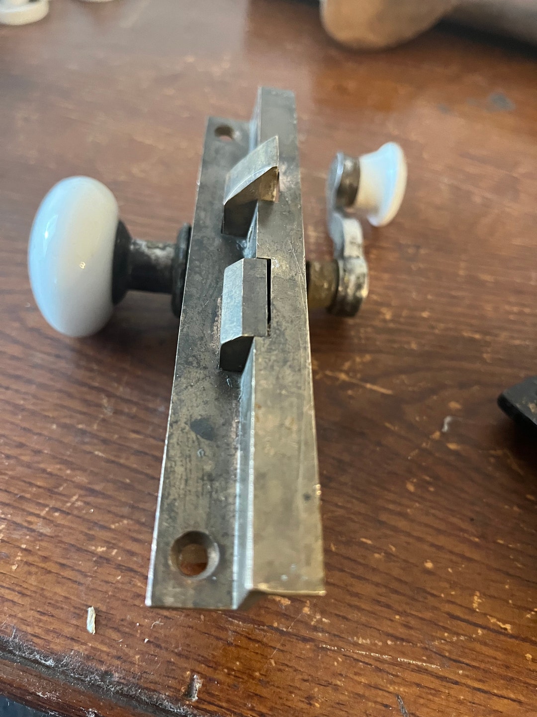 Antique Vintage Brass Porcelain Offset Door Knob Mortise Lock Set - Etsy