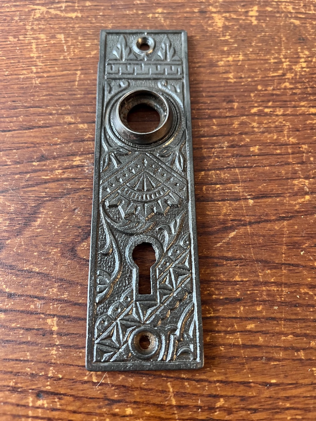Antique Vintage Cast Iron Door Knob Keyhole Lock Backplate - Etsy