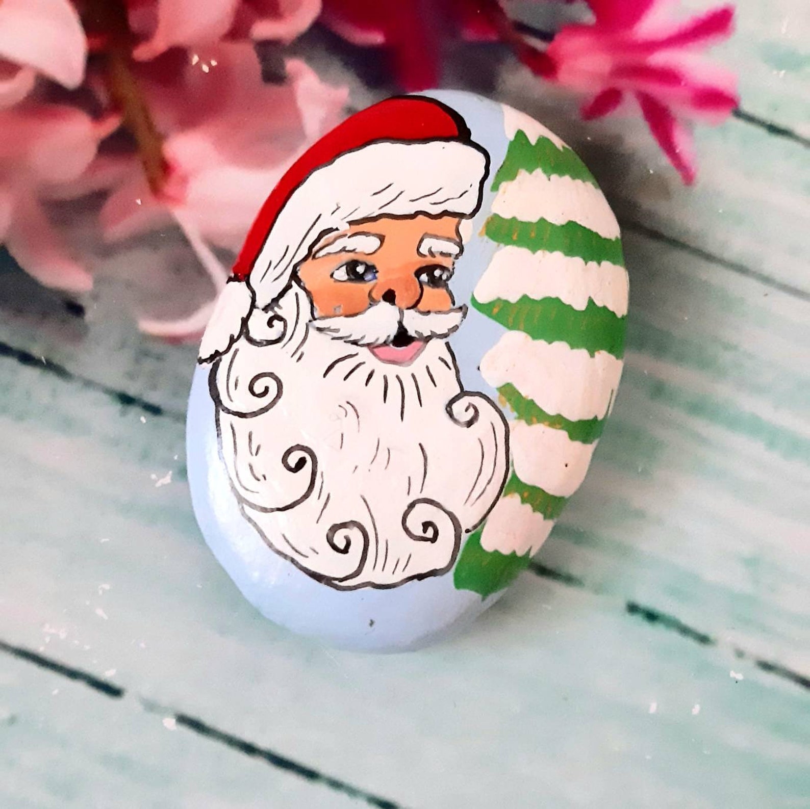 Christmas Santa Claus Hand Painted Rocks Beach Rocks Art Home - Etsy