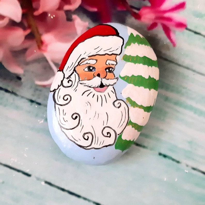 Christmas Santa Claus Hand Painted Rocks Beach Rocks Art Home - Etsy