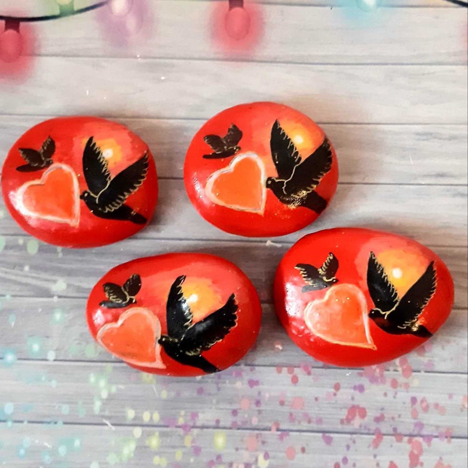 Valentine's Day Hand Painted Rocks Beach Rocks Home | Etsy