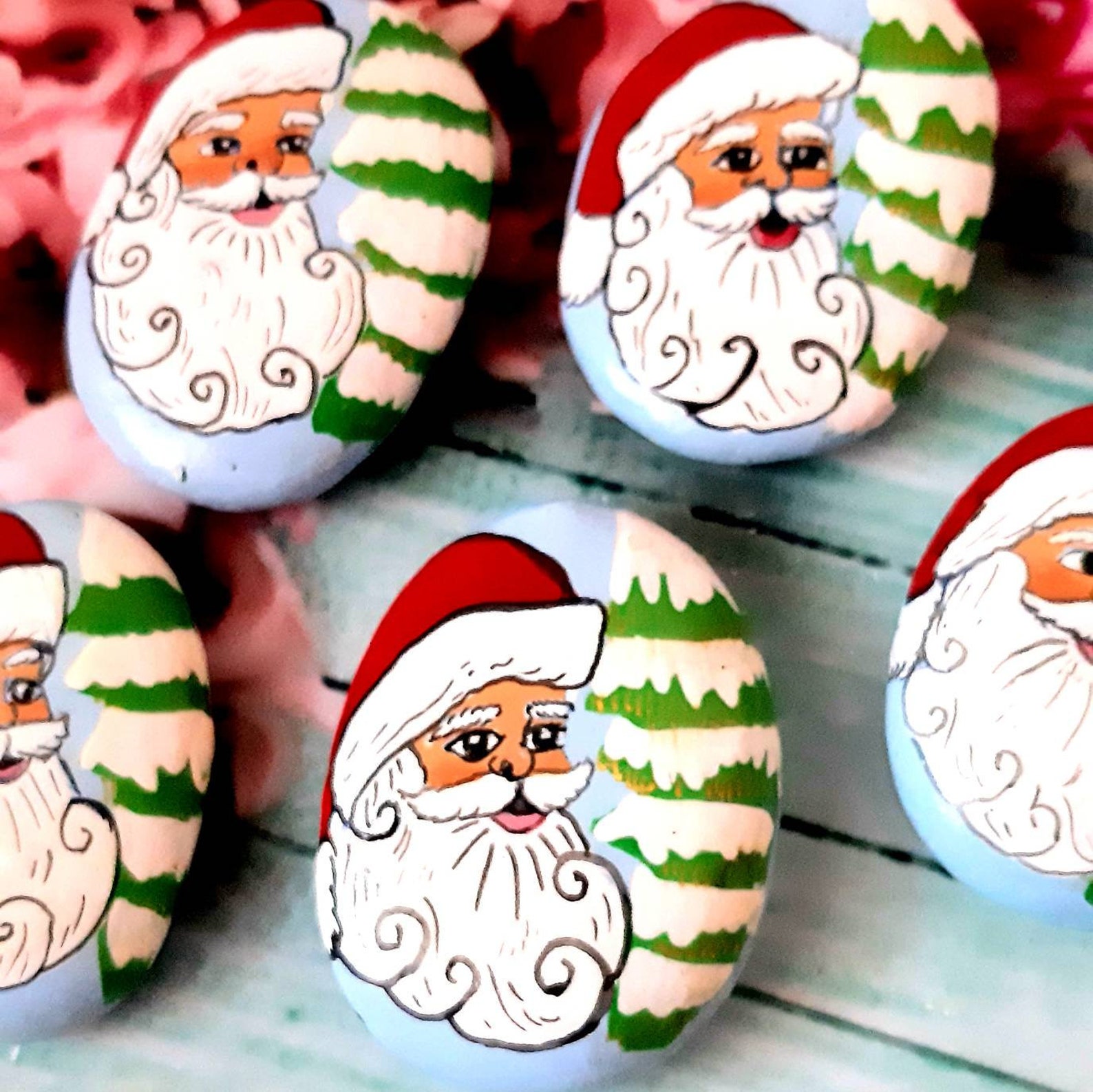 Christmas Santa Claus Hand Painted Rocks Beach Rocks Art Home - Etsy