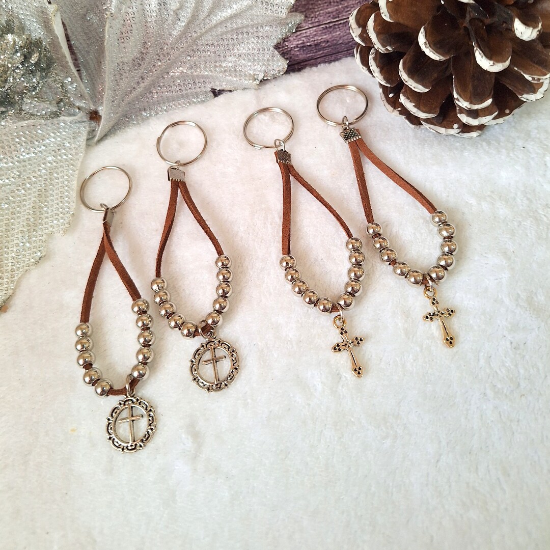 50 Brown Rosary Funeral Favors, Bulk Baptism Keepsakes Mini Rosaries ...