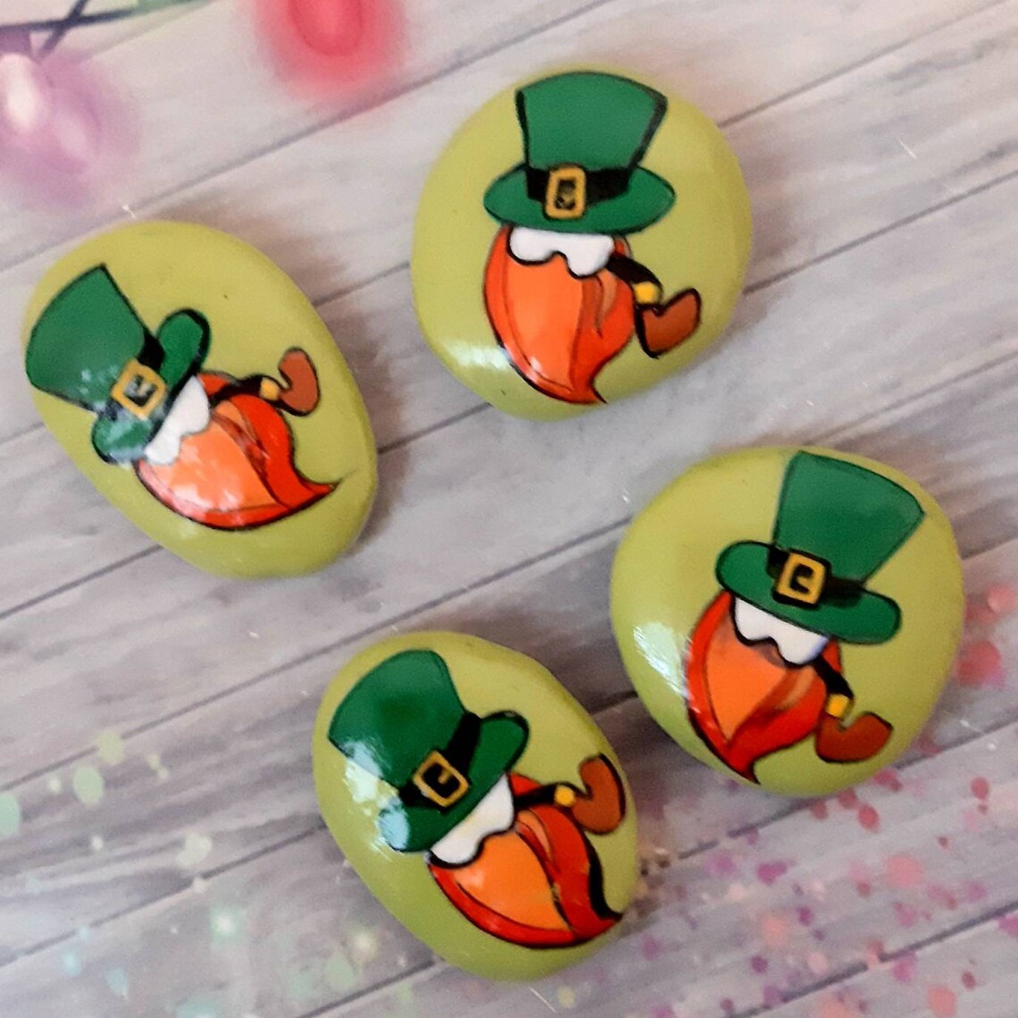 St.Patrick's hand painted rocks Beach rocks art home | Etsy