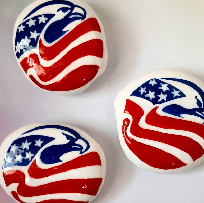 Usa flag painted rocks 4th of july gift for him Patriot gift | Etsy