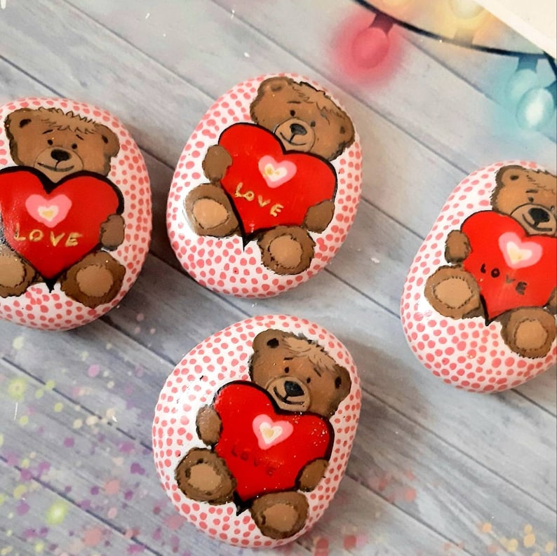 Valentine's Day Hand Painted Rocks Beach Rocks Home - Etsy