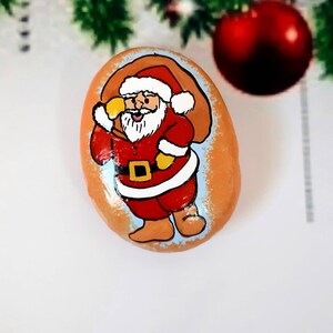Christmas Hand Painted Rocks, Beach Rocks Art Santa Claus Home Decor ...