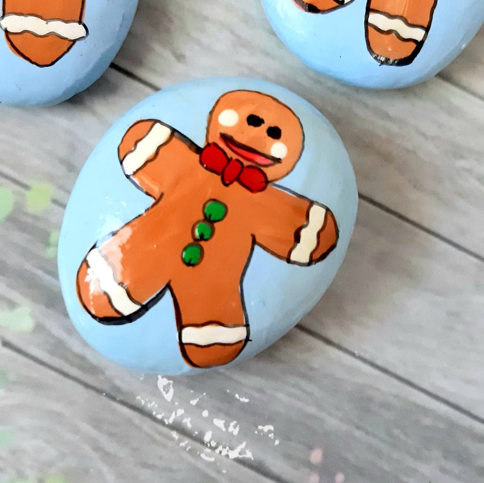 Christmas hand painted rocks Beach rocks art gingerbread home | Etsy