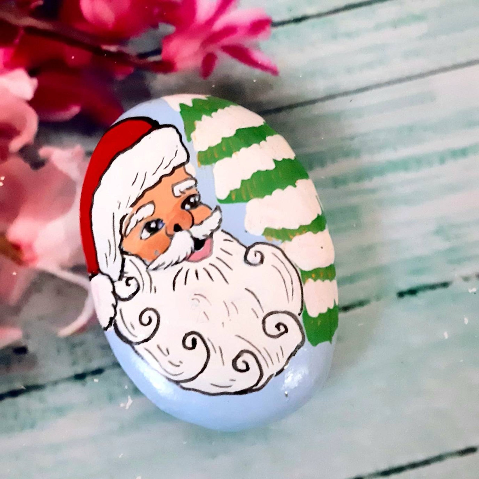 Christmas Santa Claus Hand Painted Rocks Beach Rocks Art Home - Etsy
