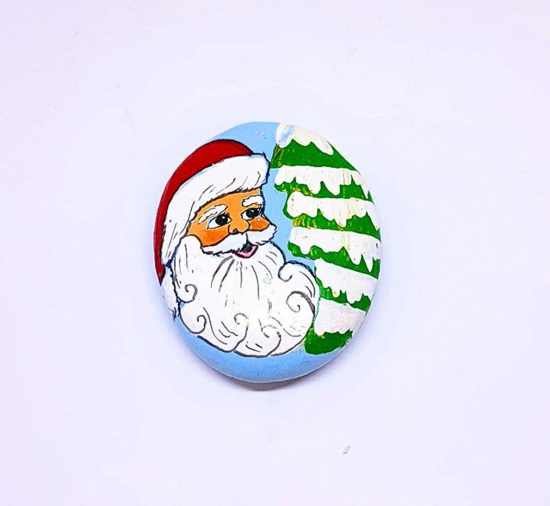 Christmas Santa Claus Hand Painted Rocks, Beach Rocks Art Home Decor ...