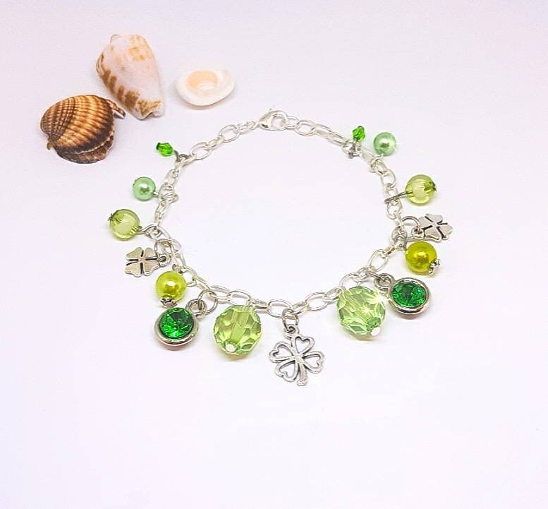 Good luck bracelet gift for her 4 leaf clover bracelet summer | Etsy