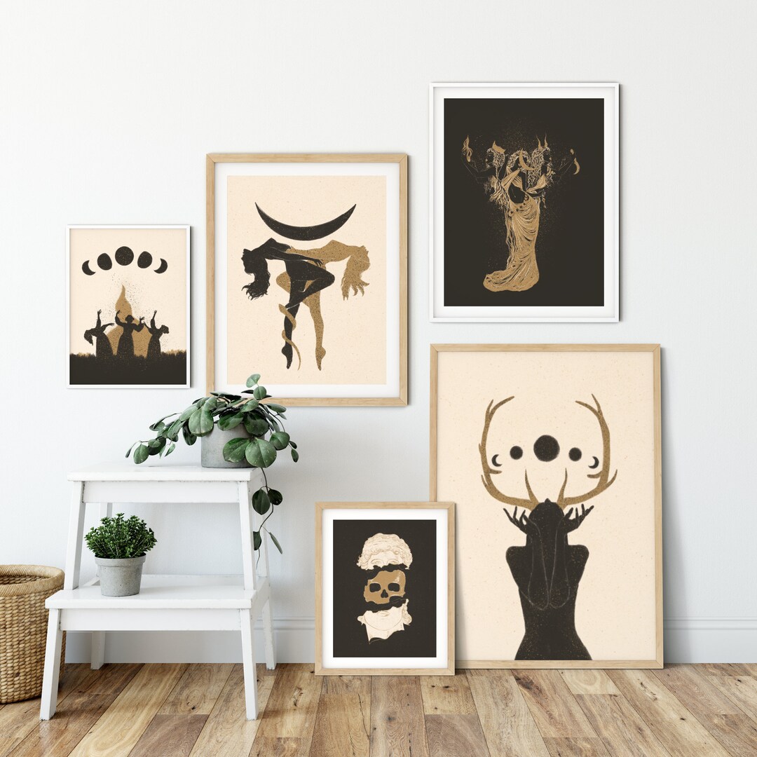 Witchy Wall Decor, Set of 5 Posters, Witchy Room Decor, Celestial Art ...