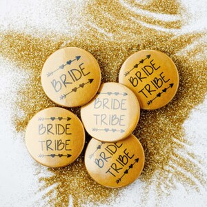 GOLD Hen Party Badges. Bride Tribe Badges 38mm.. Hen Do Badge. Hen ...