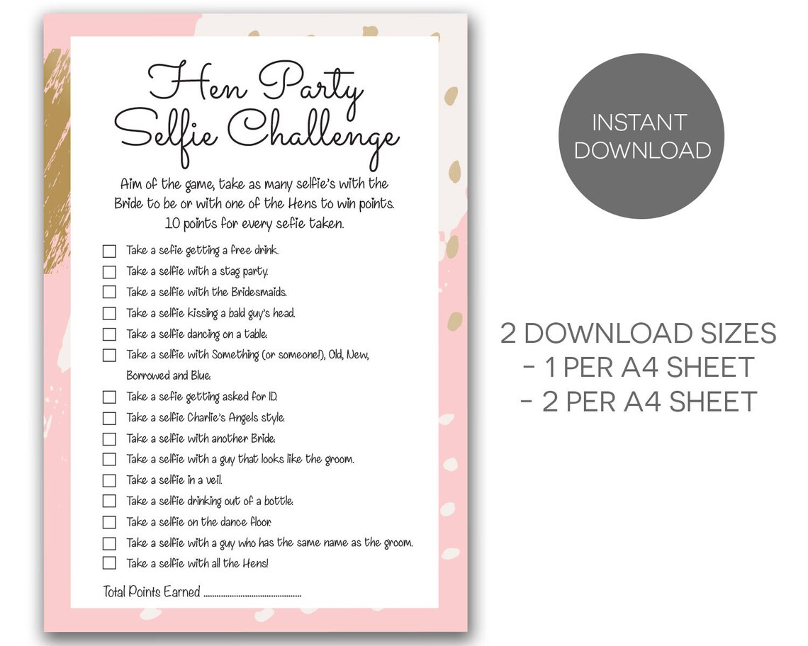 Hen Party Games. Hen Party Selfie/photo Challenge. Hen Party - Etsy