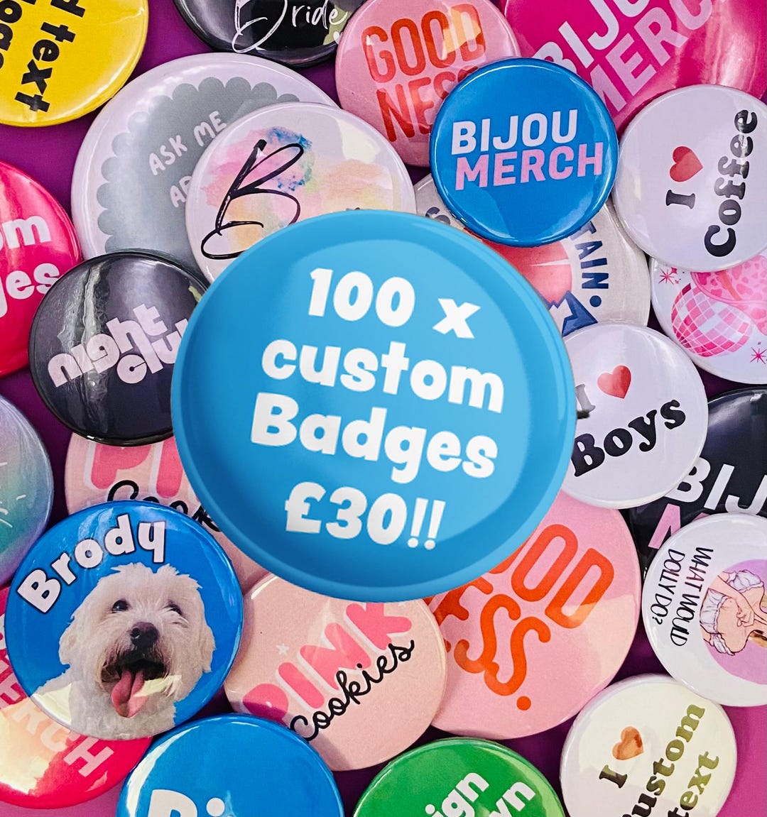 25mm Custom Badges, Personalised Badge, Design Your Own Badge, Logo ...