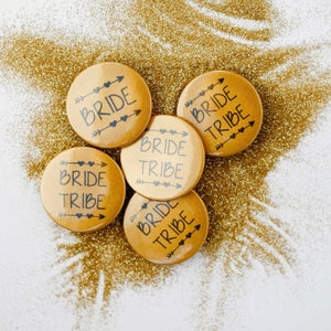 GOLD Hen Party Badges. Bride Tribe Badges 38mm.. Hen Do Badge. Hen ...