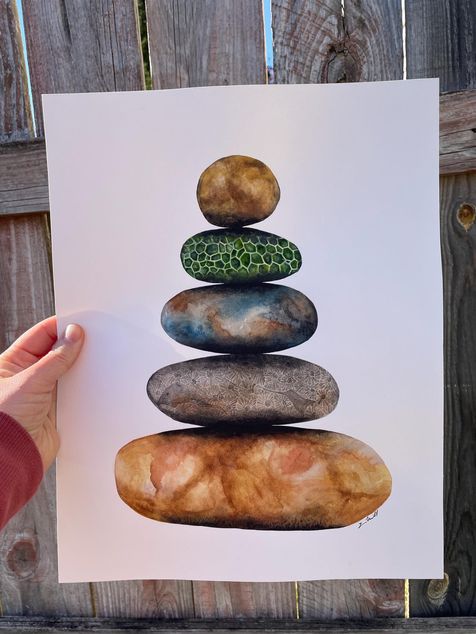 Great Lakes 4 - Watercolor on Paper: Cairn With Petoskey and Greenstone ...