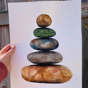 Great Lakes 4 - Watercolor on Paper: Cairn With Petoskey and Greenstone ...