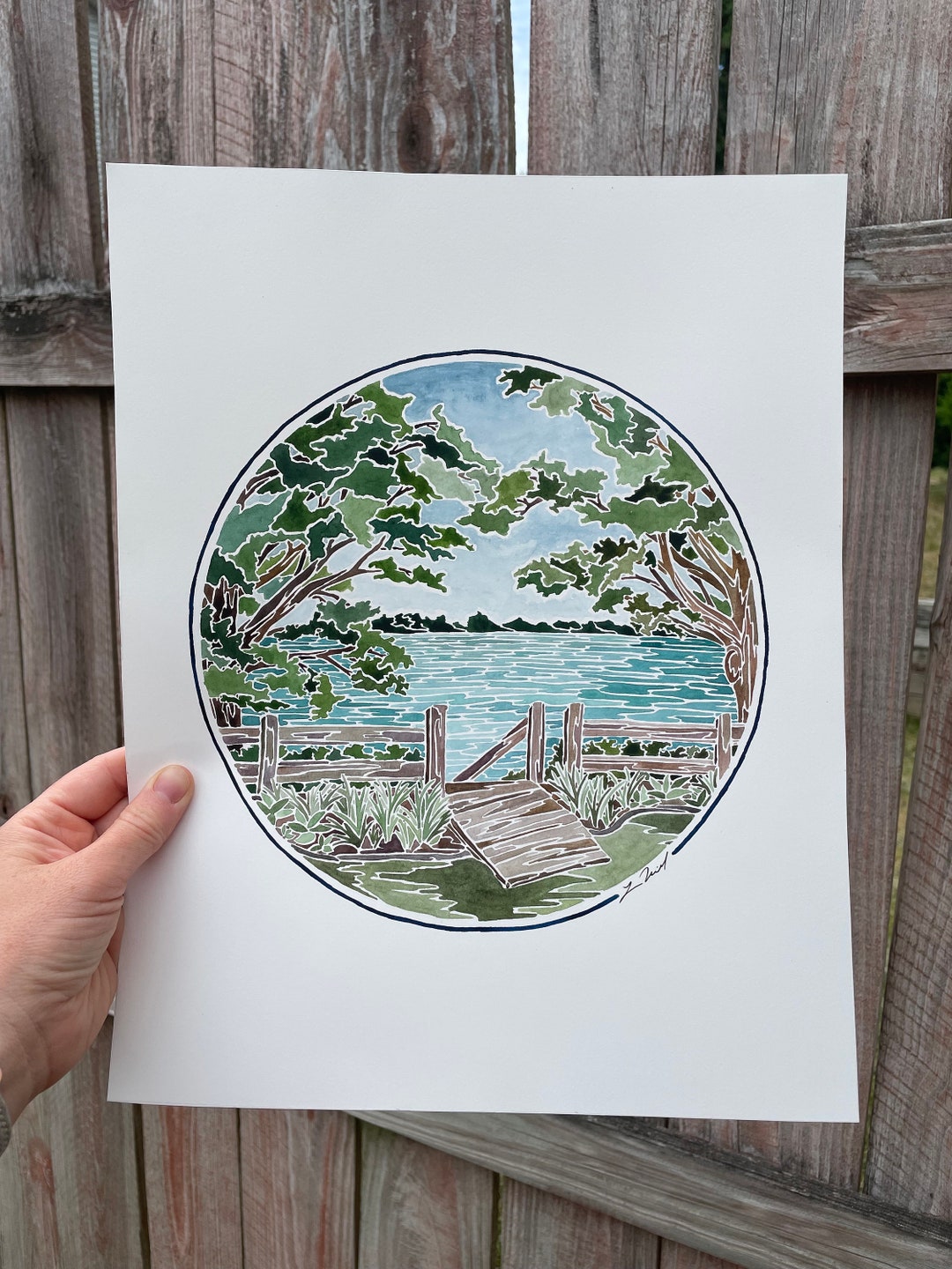 Depot Park Alden Michigan Torch Lake - Watercolor on Paper - Etsy