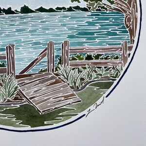 Depot Park Alden Michigan Torch Lake - Watercolor on Paper - Etsy