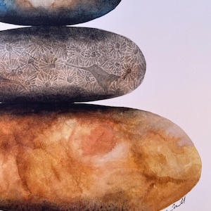 Great Lakes 4 - Watercolor on Paper: Cairn With Petoskey and Greenstone ...