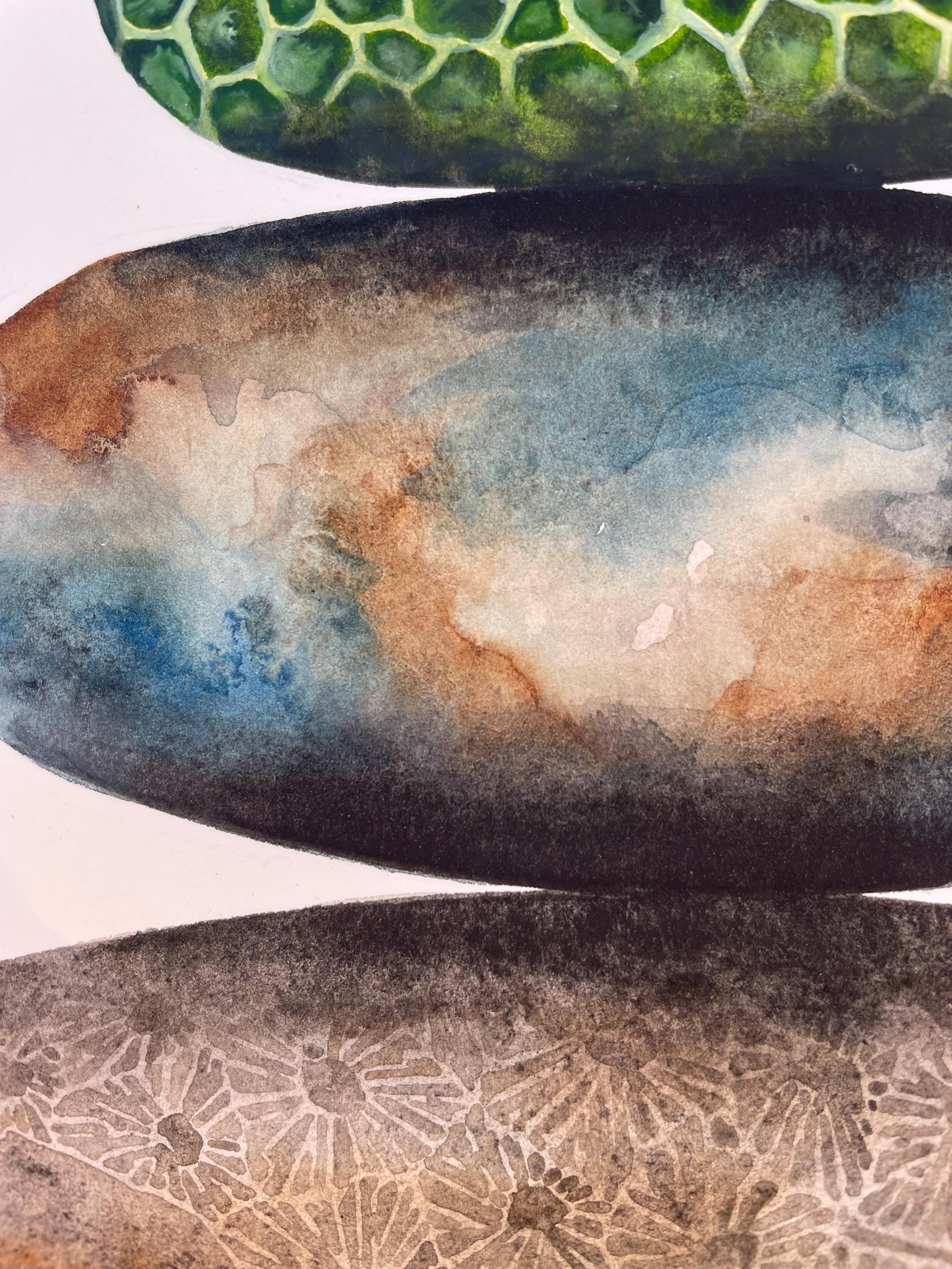 Great Lakes 4 - Watercolor on Paper: Cairn With Petoskey and Greenstone ...