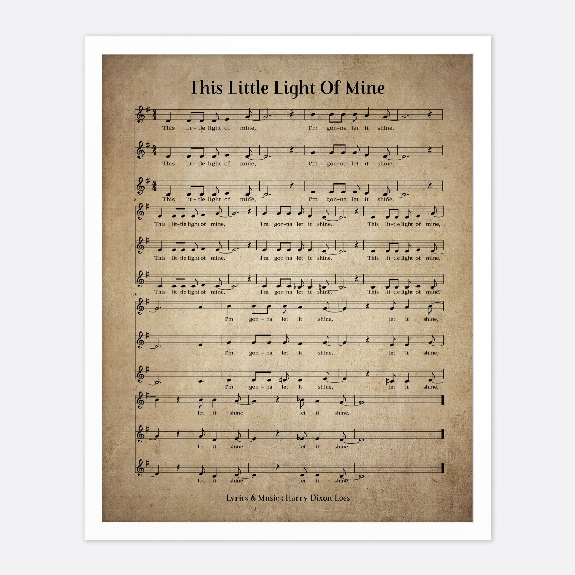 This Little Light Of Mine Vintage Hymn Wall Art Print Biblical | Etsy
