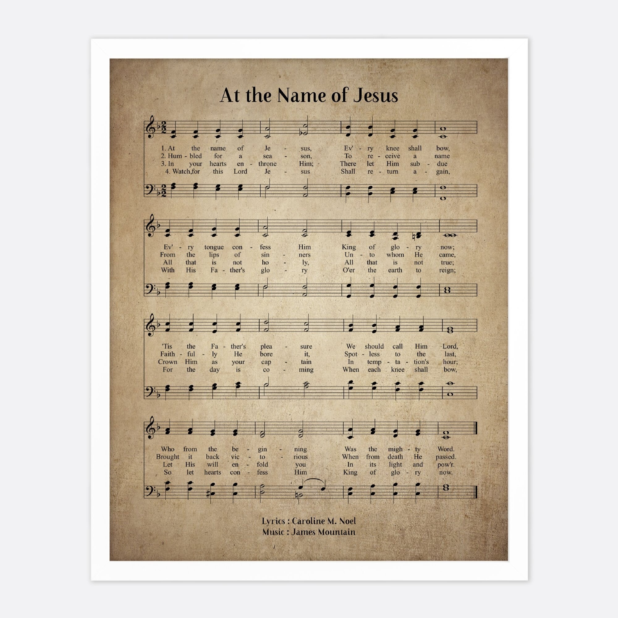 At The Name Of Jesus Vintage Hymn Wall Art Print Biblical Etsy
