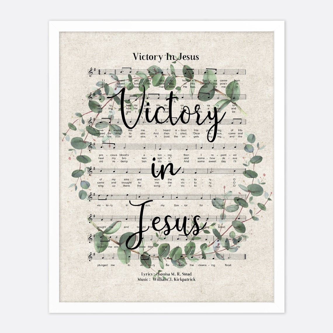 Victory In Jesus Vintage Hymn Wall Art Print Biblical Sheet Etsy