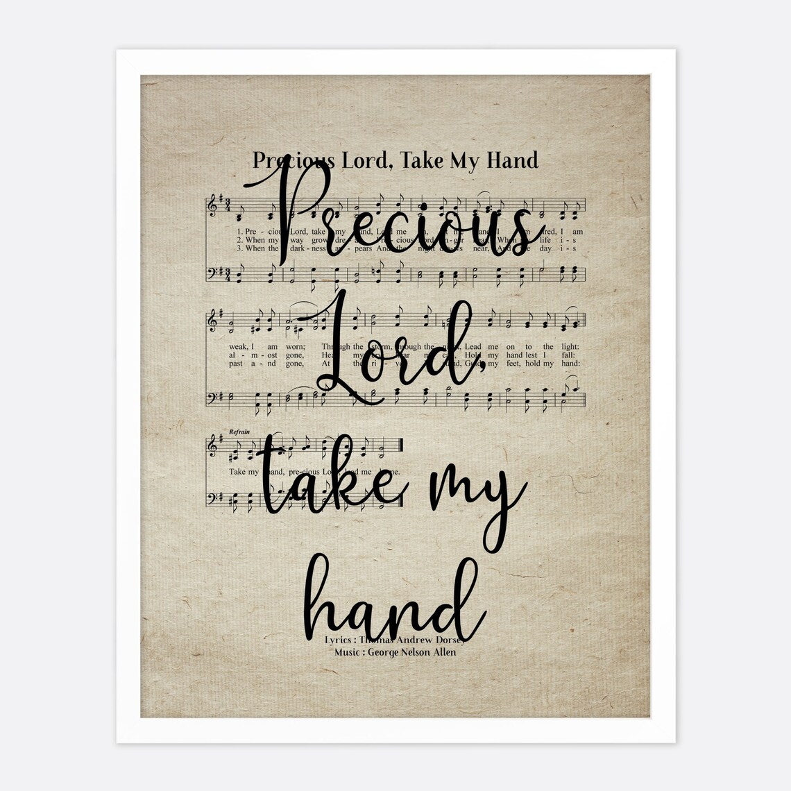 Precious Lord Take My Hand Vintage Hymn Wall Art Print | Etsy