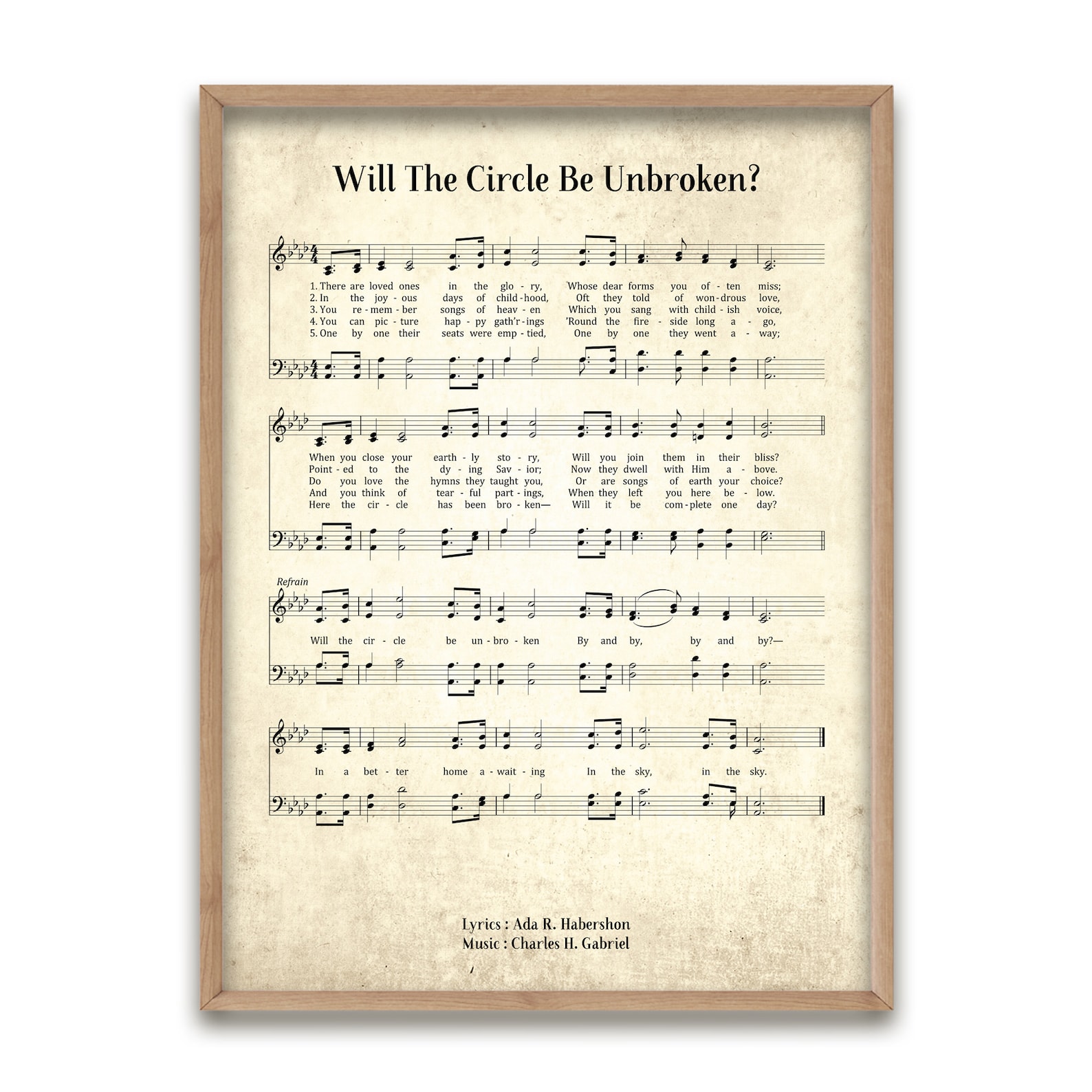 Will the Circle Be Unbroken Vintage Hymn Wall Art Print | Etsy