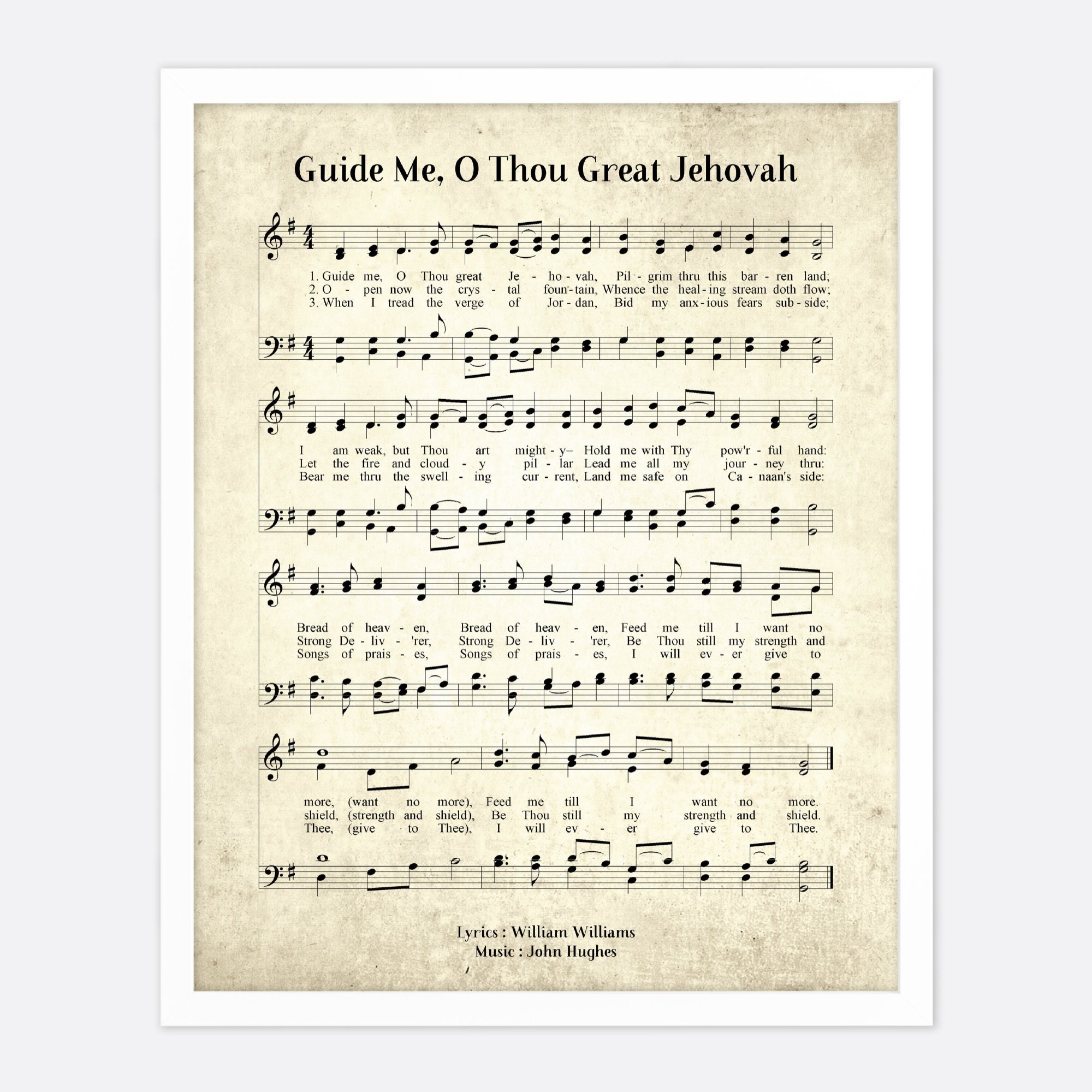 Guide Me O Thou Great Jehovah Vintage Hymn Wall Art Print | Etsy