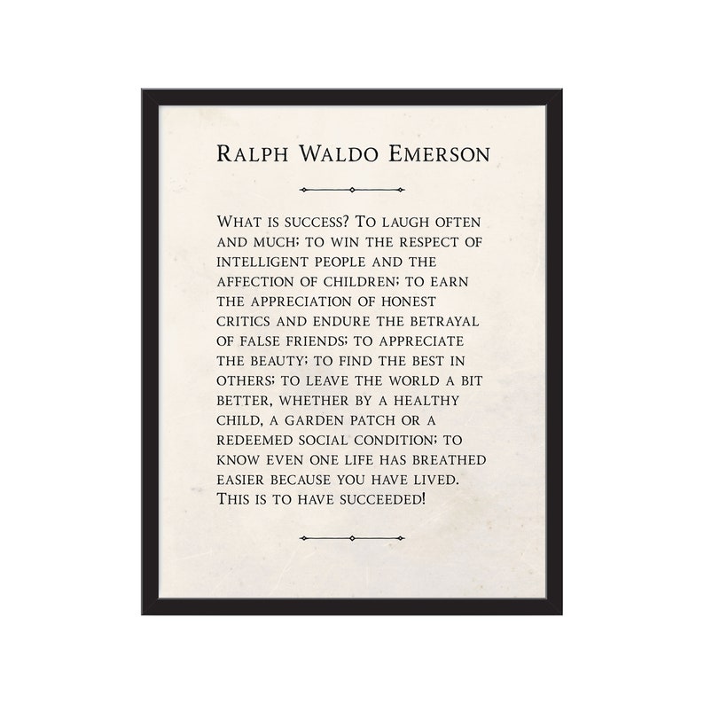 Ralph Waldo Emerson What is Success Vintage Quote Print Wall - Etsy UK