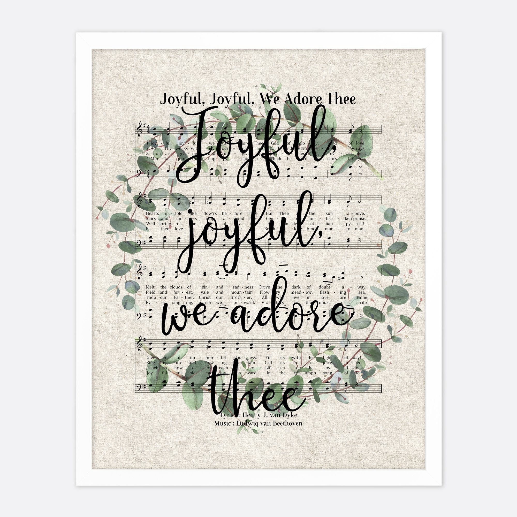 Joyful Joyful We Adore Thee Vintage Hymn Wall Art Print | Etsy