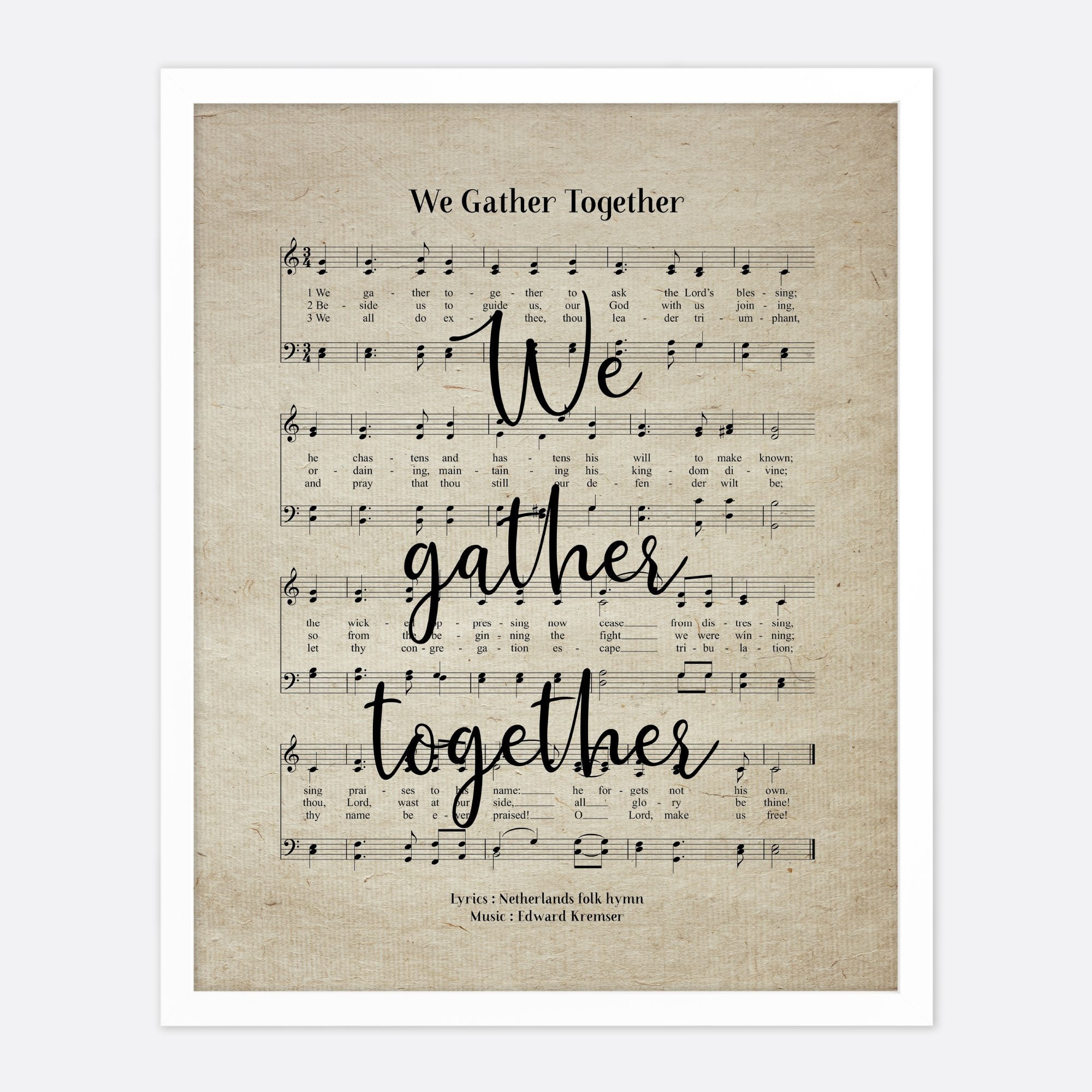 We Gather Together Vintage Hymn Wall Art Print Biblical Sheet | Etsy
