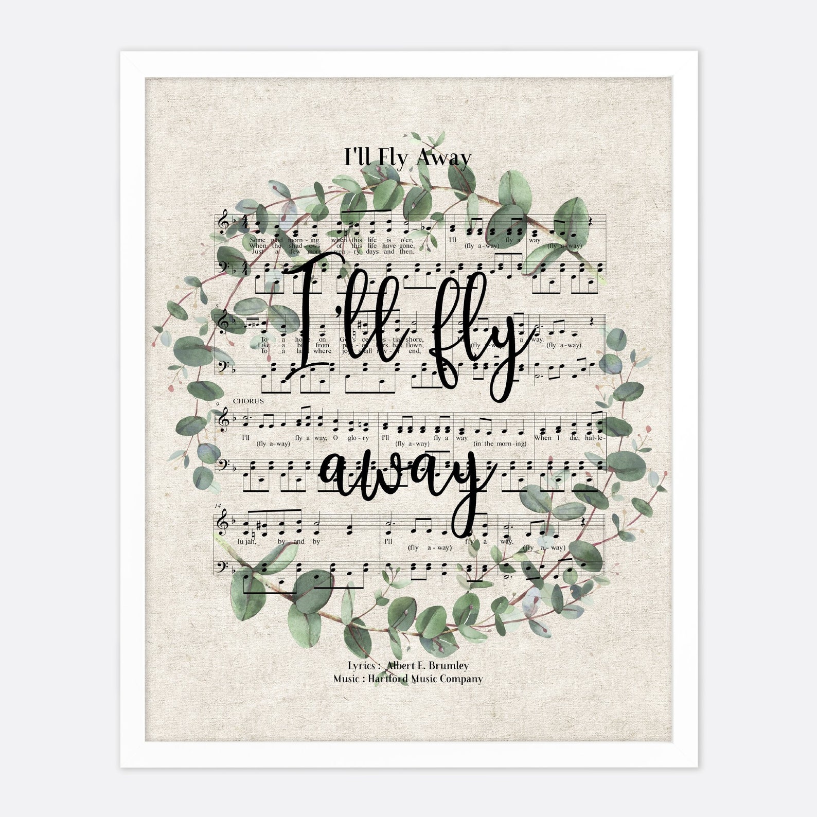 I'll Fly Away Vintage Hymn Wall Art Print Biblical Sheet | Etsy