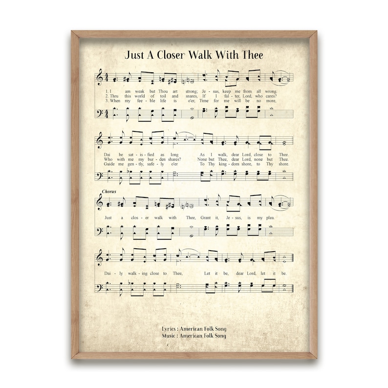 Just A Closer Walk With Thee Vintage Hymn Wall Art Print Etsy