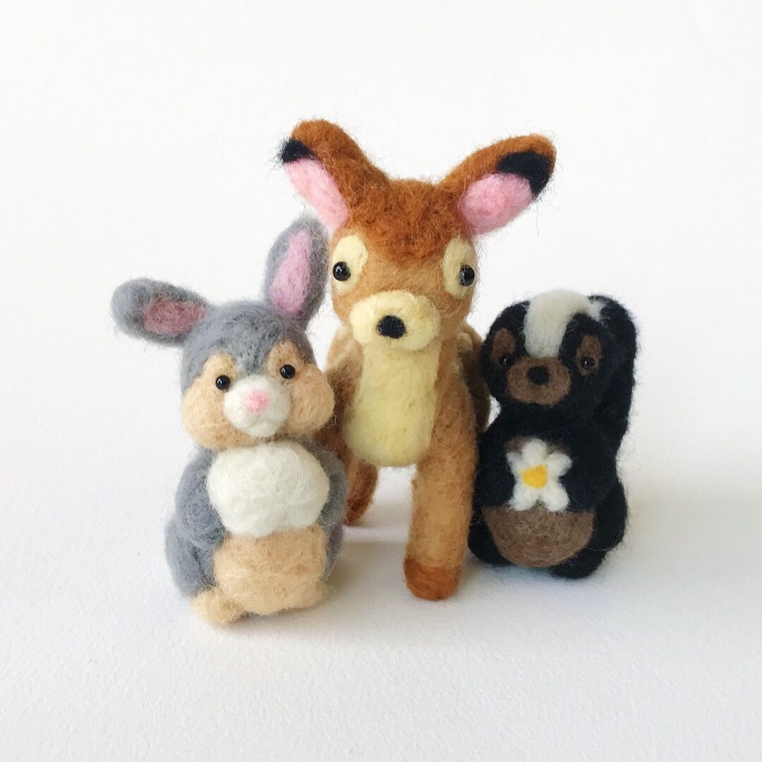 Needle Felted Bambi Characters, Bambi, Thumper, Flower - Etsy