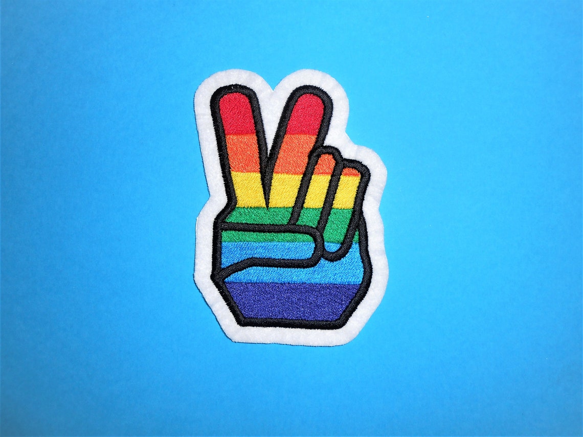 Gay Rainbow LGBTQ Peace Hand parche de paz Coser Iron on - Etsy España