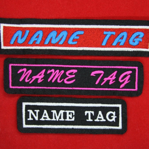 2 Line Custom Embroidered Biker Name Tag PATCH Iron on or - Etsy