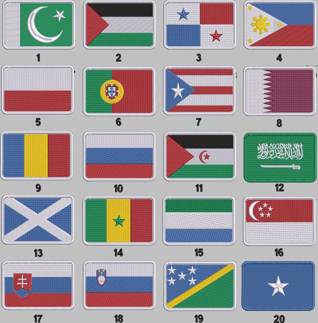 National Flags of the World Sew, Iron On, Hook or Hook & Loop ...