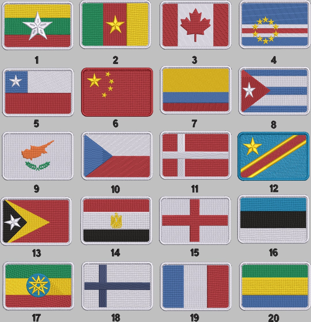 National Flags of the world Sew, Iron on, Hook or Hook & Loop ...