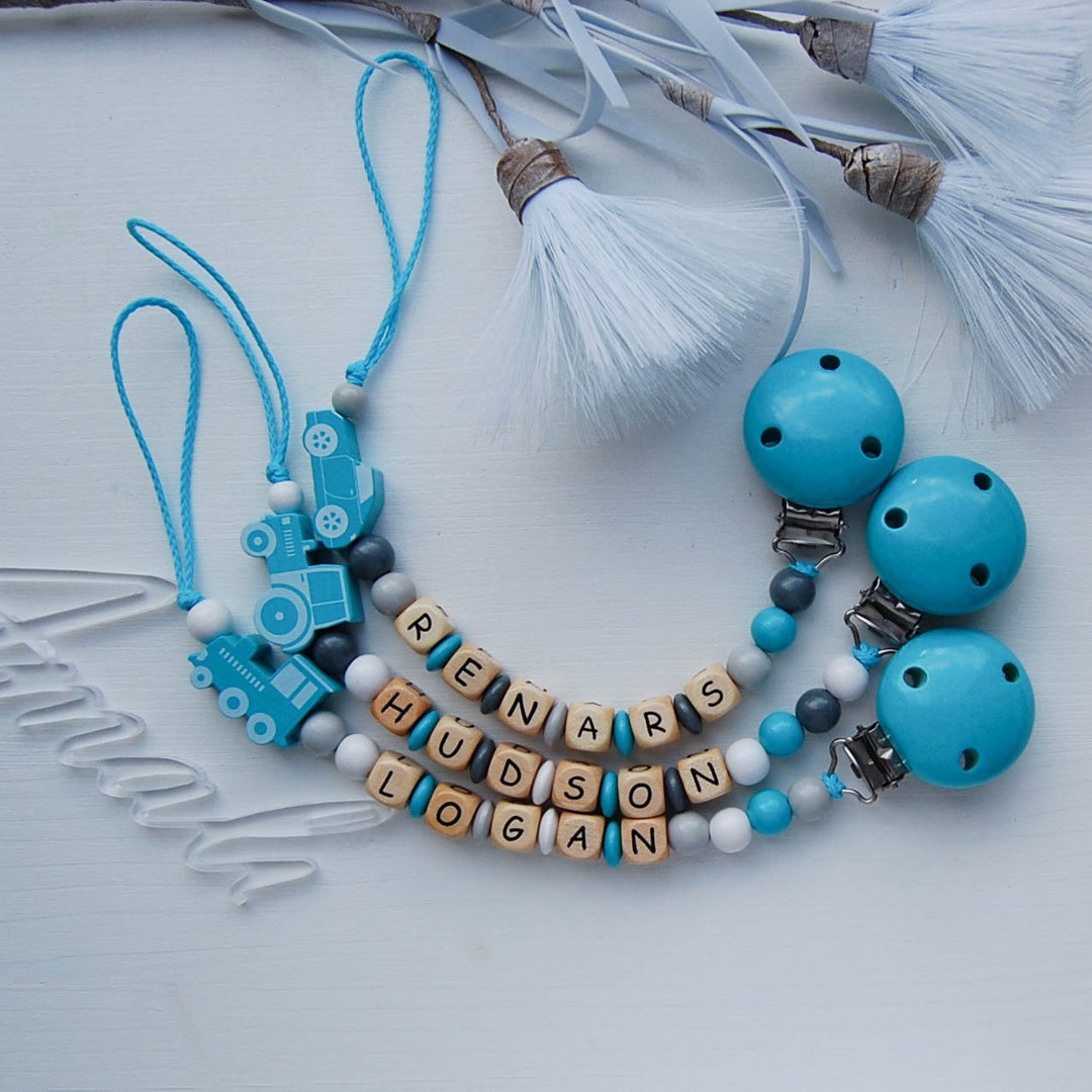 Personalized Pacifier Clip Boy, Baby Shower Gift Wooden Pacifier Holder ...