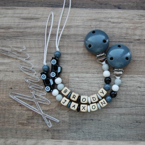 Personalized Pacifier Clip Boy, Baby Shower Gift Wooden Pacifier Holder ...