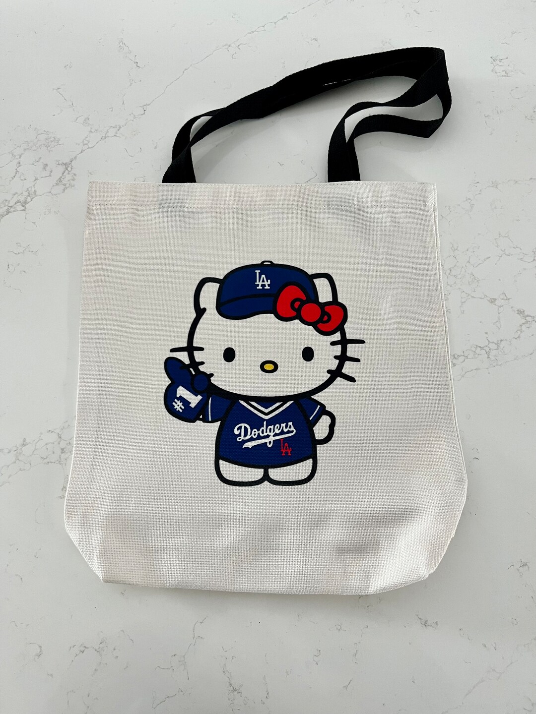 Hello Kitty Dodgers Canvas Bag, Hello Kitty Tote Bag, Baseball Canvas ...