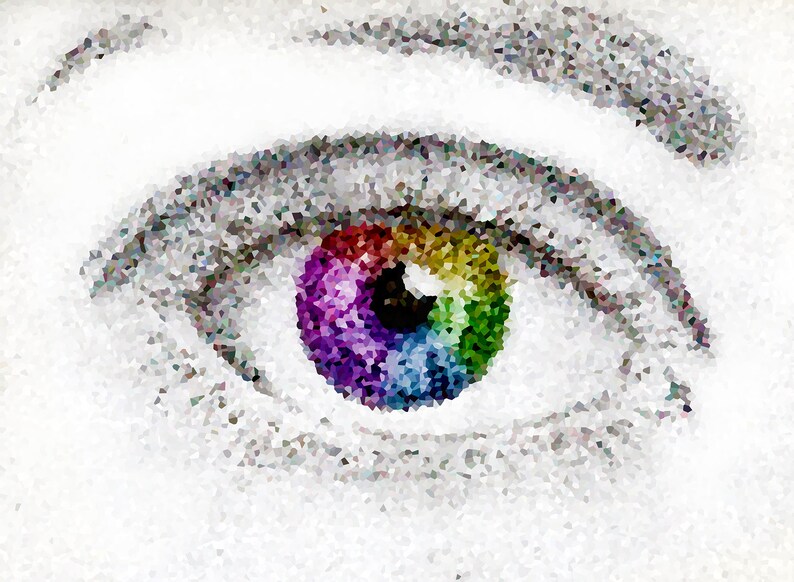 Print of Abstract Pointillism Rainbow Iris Eye Digital - Etsy